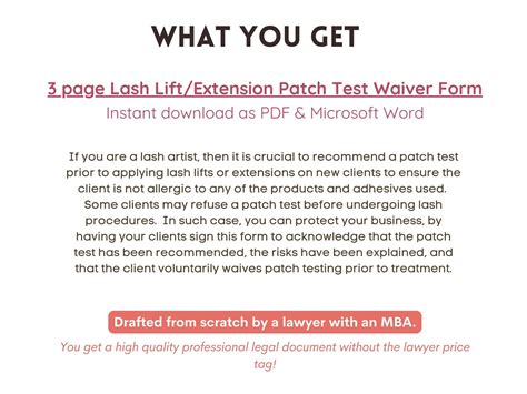 Lash Patch Test Waiver Form Lash Lift Patch Testing Waiver Eyelash