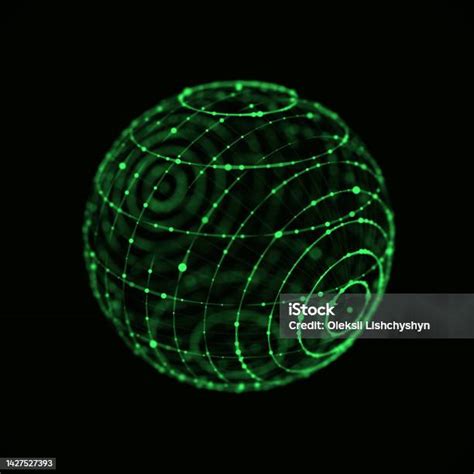 점과 선을 연결하는 추상적 인 녹색 구체 와이어프레임 기술 영역 빅 데이터 시각화 3d 렌더링 0명에 대한 스톡 사진 및 기타 이미지 Istock