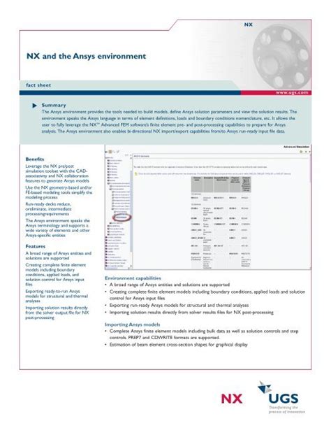 Nx And The Ansys Environment Nx And The Ansys Environment
