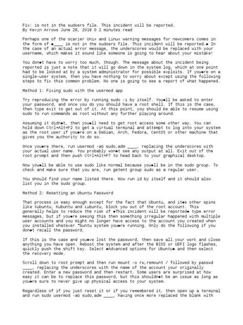 Troubleshooting Ubuntu User Is Not In The Sudoers File