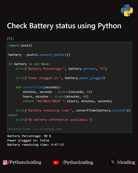 Python Check Laptop Battery Status Using Python Facebook