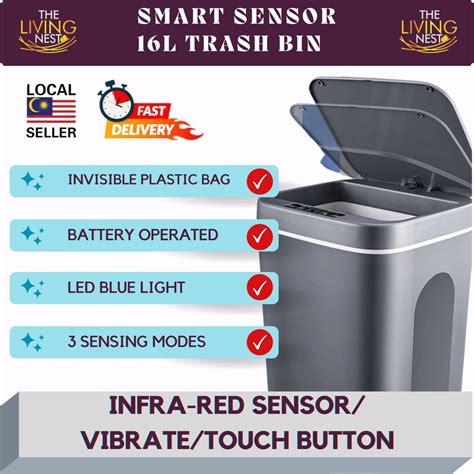 SMART DUSTBIN TRASH BIN SENSOR DUSTBIN DUSTBIN DUSTBIN KITCHEN TONG SAMPAH AUTOMATIC