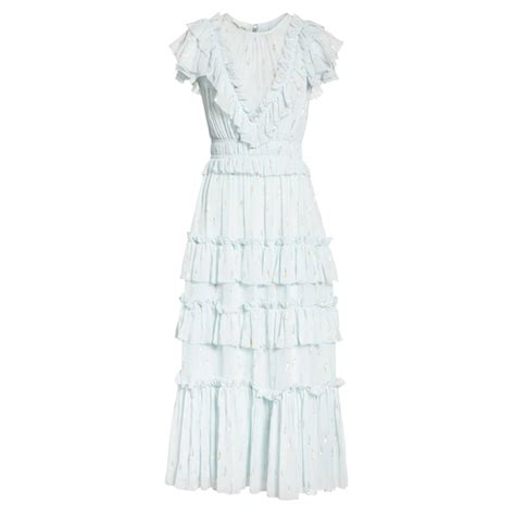 Rebecca Taylor Tiered Ruffle Fil Coupé Silk Blend Dress Evachic