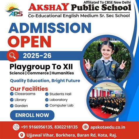 Akshay Public School Kota 📢 Admission Open 2025 26 📢 🏫 Akshay Public School Kota The Best