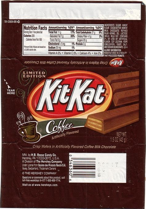 2005 Kit Kat Coffee Candy Wrapper Archive 2005 Kit Kat Coffee Candy Wrapper Archive
