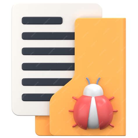 Premium Psd Bug Folder With Bug Sign 3d Icon Illustration Low Poly Style