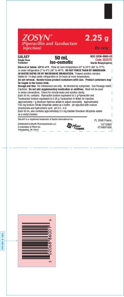 Zosyn In Galaxy Containers Tazobactam Sodium And Piperacillin Sodium