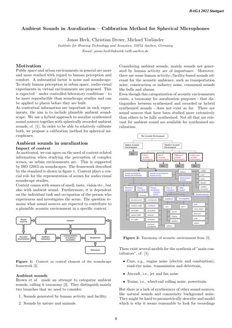 Pdf Ambient Sounds In Auralization Calibration Method For Spherical