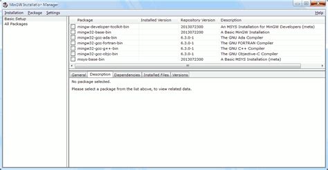 mingw installation manager