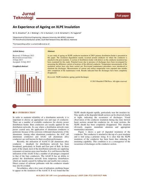 Pdf An Experience Of Ageing On Xlpe Insulation