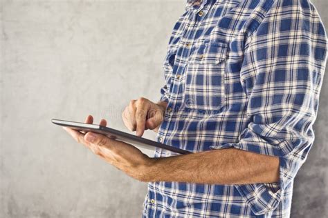 man with digital tablet computer stock image image of male network