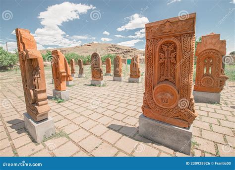Carved From Stone Tuff Khachkars Dedicated To The Letters Of The