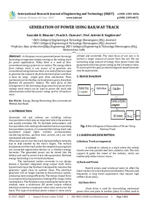 Pdf Irjet Generation Of Power Using Railway Track