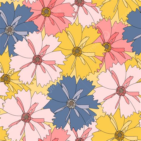 Abstract Hand Drawn Flower Seamless Pattern Background Wallpaper Eps10 Tropical Background
