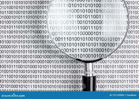 Magnifying Glass On A Binary Code Stock Photo Image Of Number Hacker