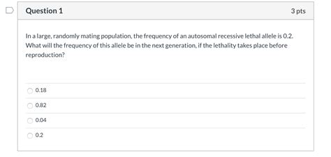 solved question 1 3 pts in a large randomly mating