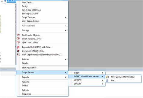 Where Does This SSMS Context Menu Option To Script Data Come From Stack Overflow