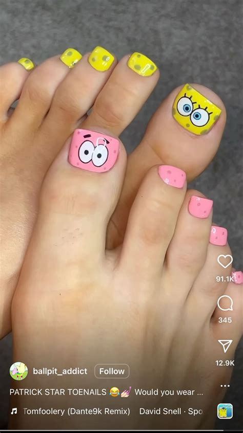 Spongebob Toes Spongebob Nail Designs Spongebob Nails Spongebob