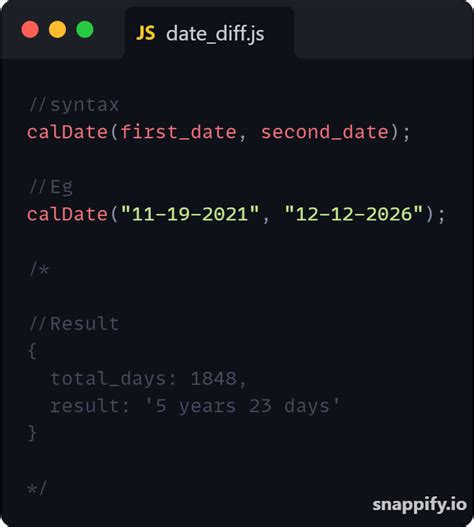 Calculate Difference Between Two Dates In Javascript Catalog Library