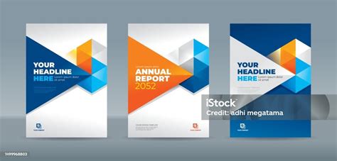 파란색 녹색 주황색 노란색 빨간색과 흰색 추상 삼각형이 흰색 바탕에 있습니다 A4 크기 책 표지 템플릿 0명에 대한 스톡 벡터