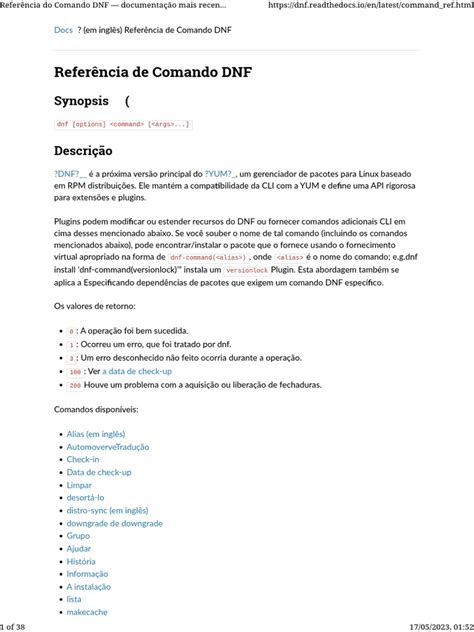 Referência Do Comando Dnf Documentação Mais Recente Do Dnf Pdf Plug In Informática