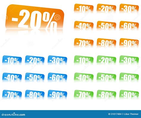 Percentage Discount Labels With Reflection Effect Stock Vector Illustration Of Note