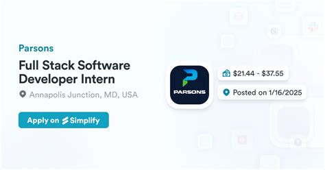 Full Stack Software Developer Intern Parsons Simplify Jobs