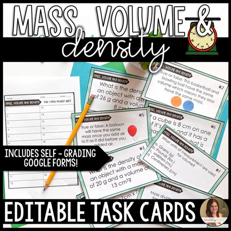 Mass Volume And Density Editable Task Cards Secondary Sparks