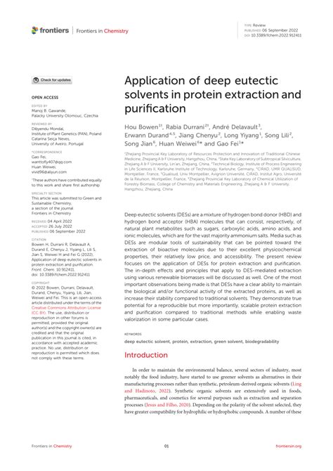 Pdf Application Of Deep Eutectic Solvents In Protein Extraction And Purification
