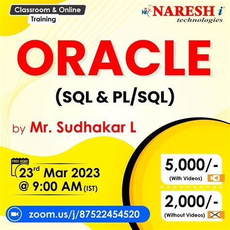Naresh It On Linkedin Oracle Sql Course Education Software