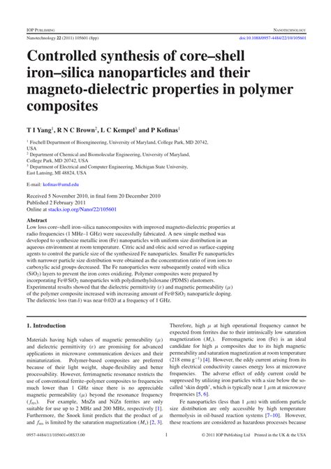 Pdf Controlled Synthesis Of Core Shell Iron Silica Nanoparticles And