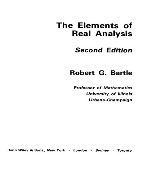 Robert G Bartle The Elements Of Real Analysis Pdf