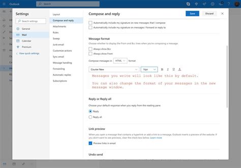 How To Change The Default Font And Size In Outlook