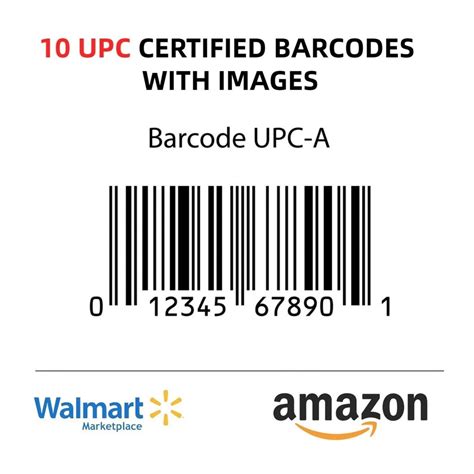 10 Upc Codes Barcode With Barcode Images Gs1 Compliant Amazon And Walmart Marketplace Certified