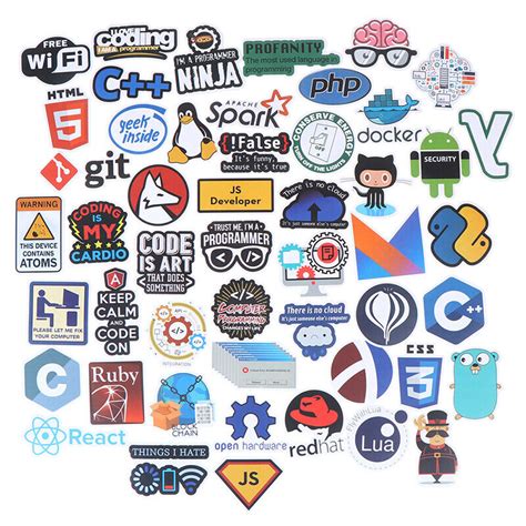 50pcs internet java stickers programmer diy suitcase laptop guitar car