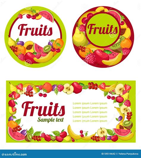 Fruits Labels Set Stock Vector Illustration Of Cocktail 59514642