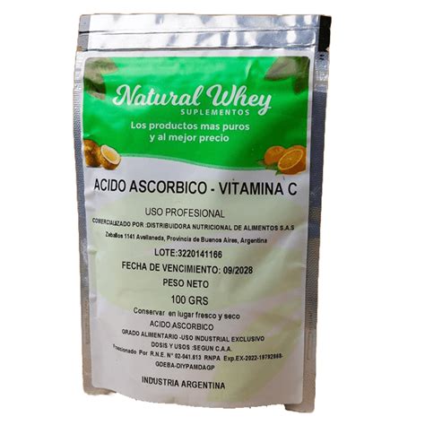 Natural Whey Acido Ascorbico Vitamina C Pura X100 G El Sembrador