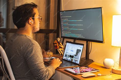 Premium Photo Programmer Web Developer Designer Working At Office