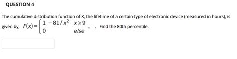 Solved Question 1 The Cumulative Distribution Function Of X