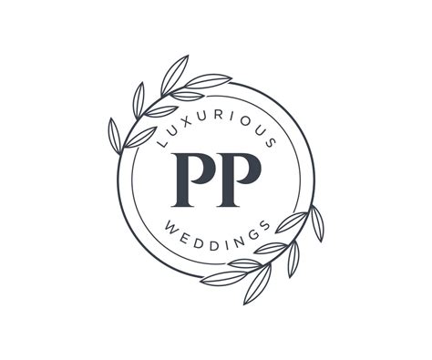 Pp Initials Letter Wedding Monogram Logos Template Hand Drawn Modern