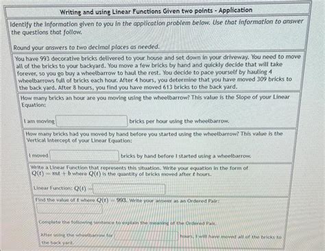Solved Writing And Using Linear Functions Given Two Points Chegg