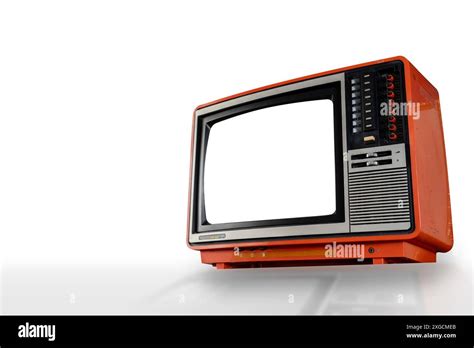 A Classic Red Television With A Blank Screen Retro Television A Relic