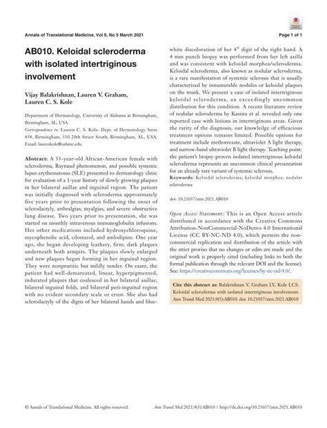 Pdf Ab010 Keloidal Scleroderma With Isolated Intertriginous Involvement