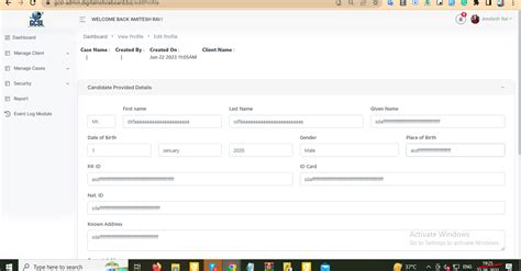 Bug GCSL Client Dependent Case Dashboard View Profile Edit Profile