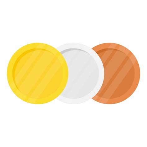 동전 세트 골드 실버 및 브론즈 동전 메달 컬렉션 프리미엄 벡터