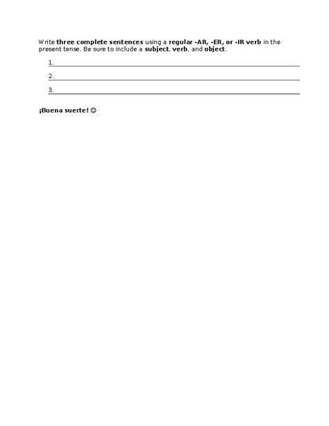 A1 Spanish Worksheet Sentence Structure Articles Pronouns And