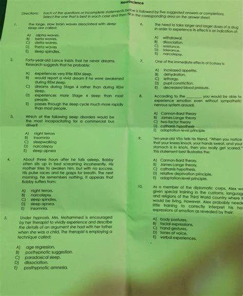 each of the questions or incomplete statements below
