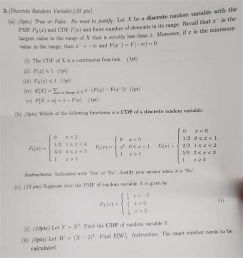Solved Dwerete Random Variakle25 Pts A 5pts Thue Or