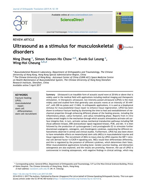 Pdf Ultrasound As A Stimulus For Musculoskeletal Disorders