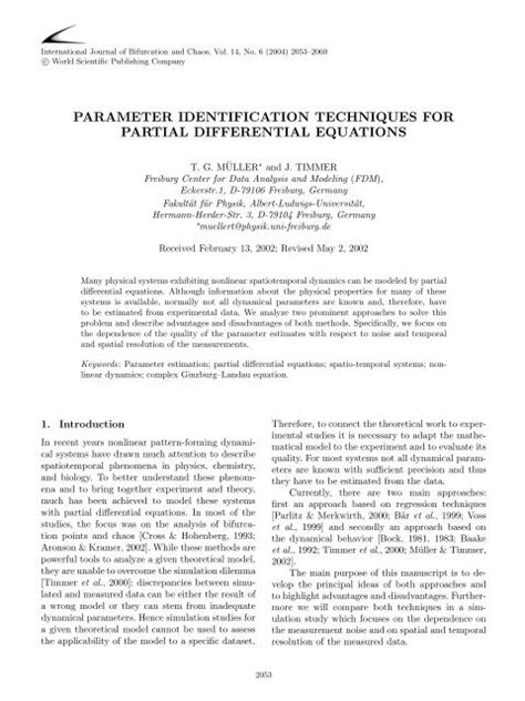 Parameter Identification Techniques For Partial Differential Equations